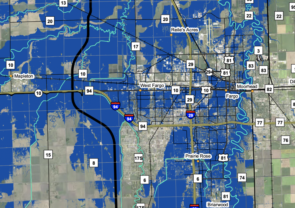 100 year Flood Event With Existing Conditions Metro Flood Diversion